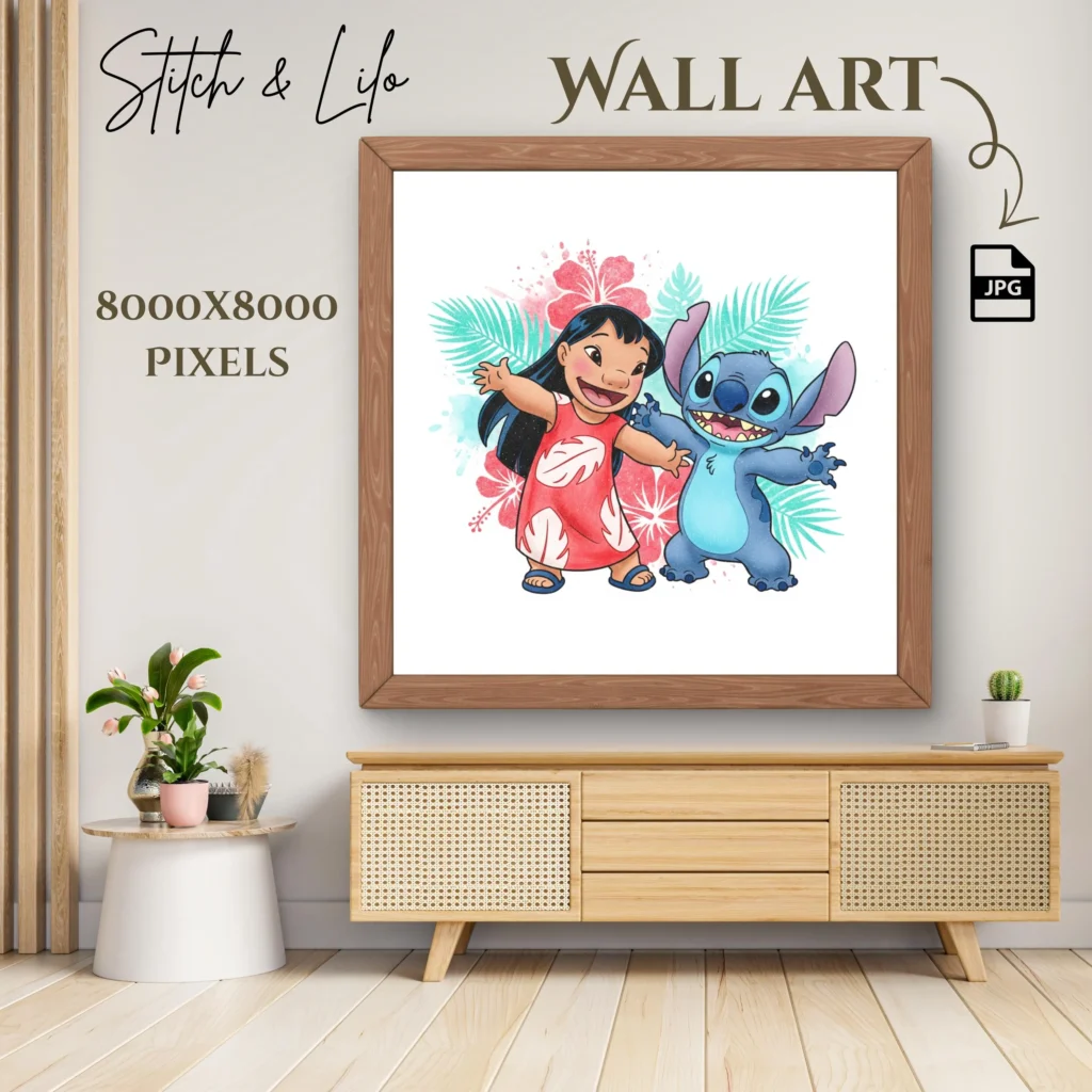 Stitch and Lilo Wall Art for Kids Room JPG, Stitch Lilo Decor, Kids ...