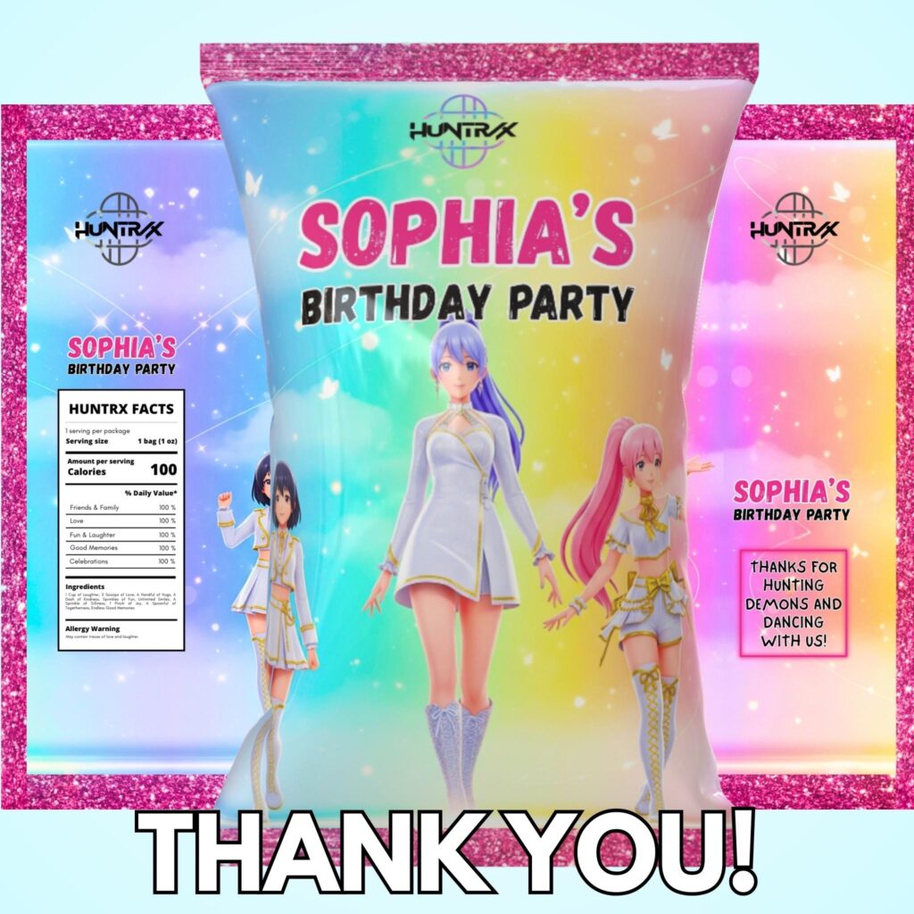 Editable Kpop Demon Hunter Chip Bag Label Birthday Party, Kpop Snack ...